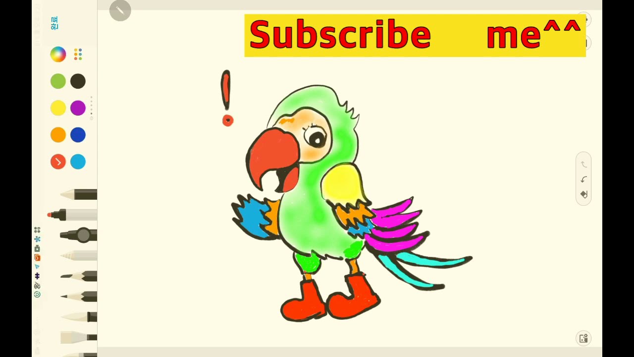 Surprised parrot drawing and coloring for kids - YouTube