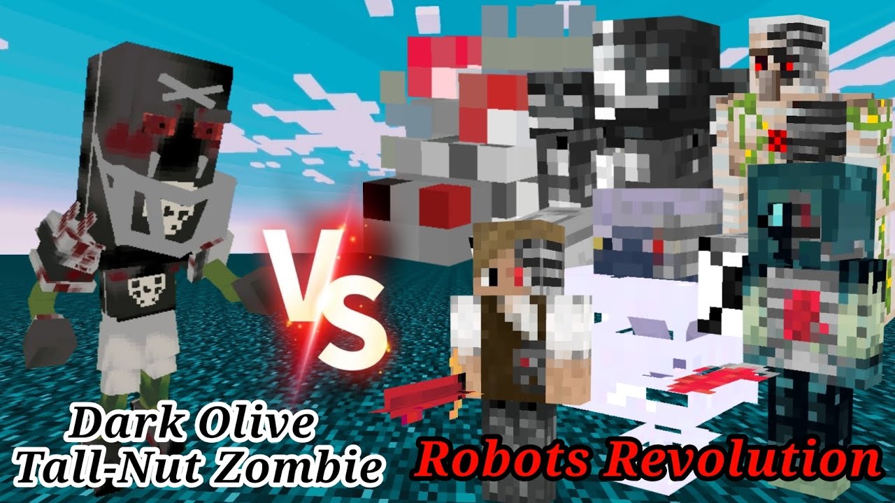 Dark Olive Tall-Nut Zombie VS Robots Revolution | Minecraft Mob Battle ...