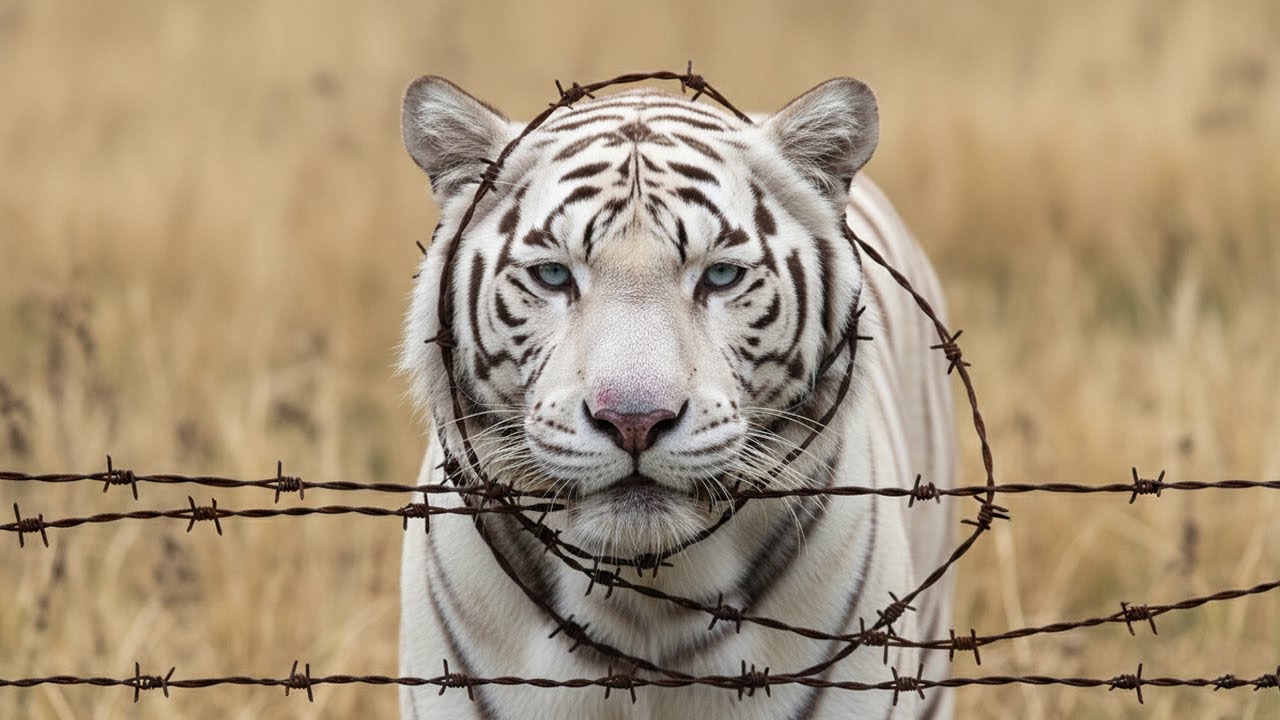 RESCUE ANIMAL: Rescuing the white tiger trapped in barbed wire - YouTube