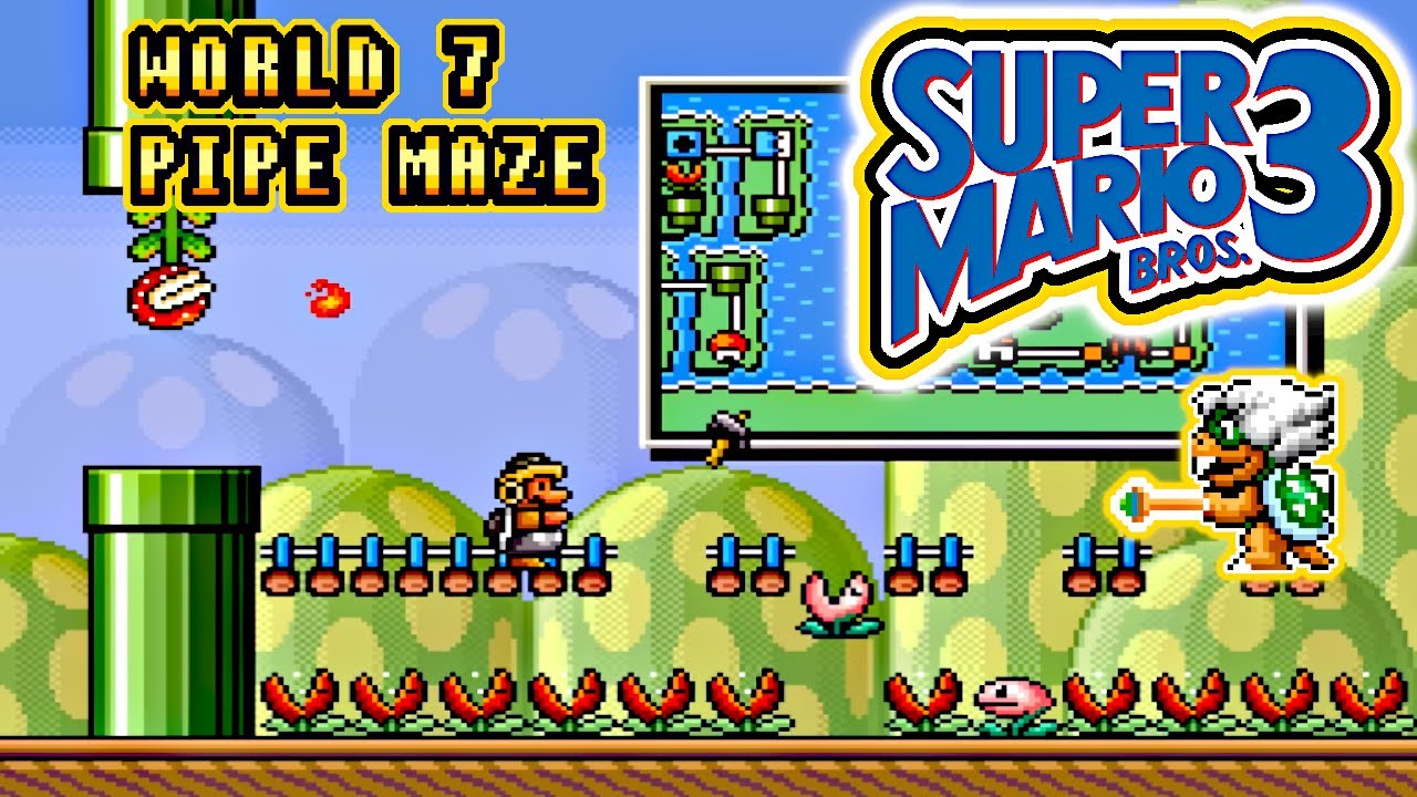WORLD 7 PIPE MAZE | Super Mario Bros. 3 | ALL LEVELS, HD & LIVE ...