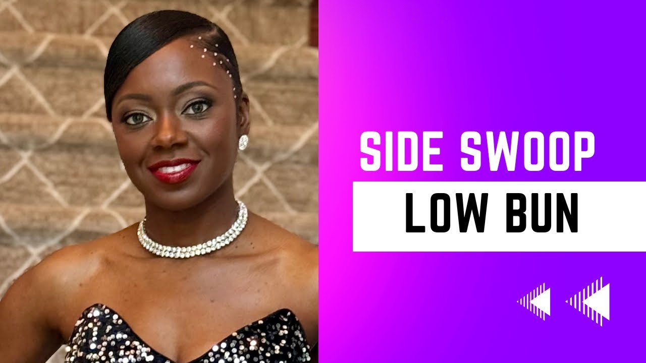 Tutorial of Sleek side swoop low bun on relaxed hair - YouTube