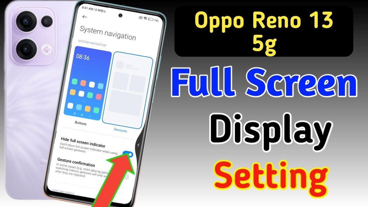 Oppo reno 13 5g full screen mode settings | How to use full screen ...