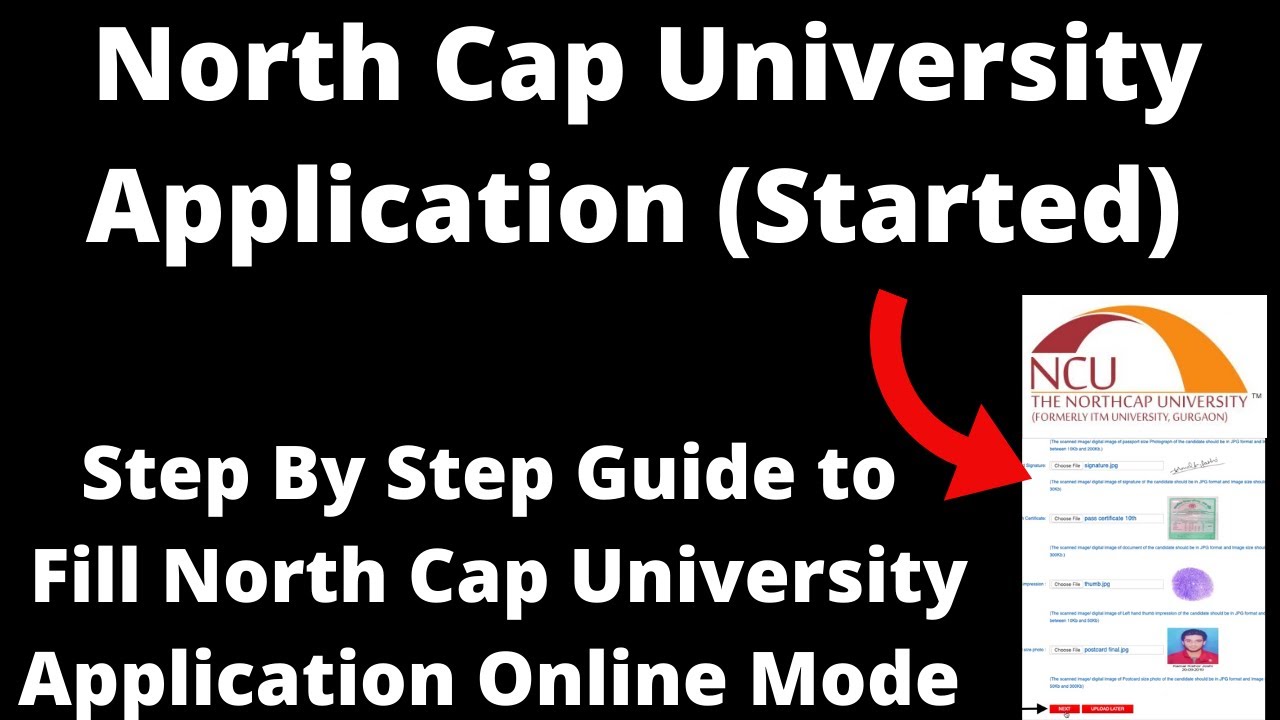 North Cap University Application (Started) - How to Fill NCU Admission ...