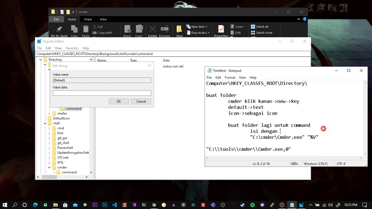 Remake Video - add PATH cmder in Windows 10 and add Click right ( with ...