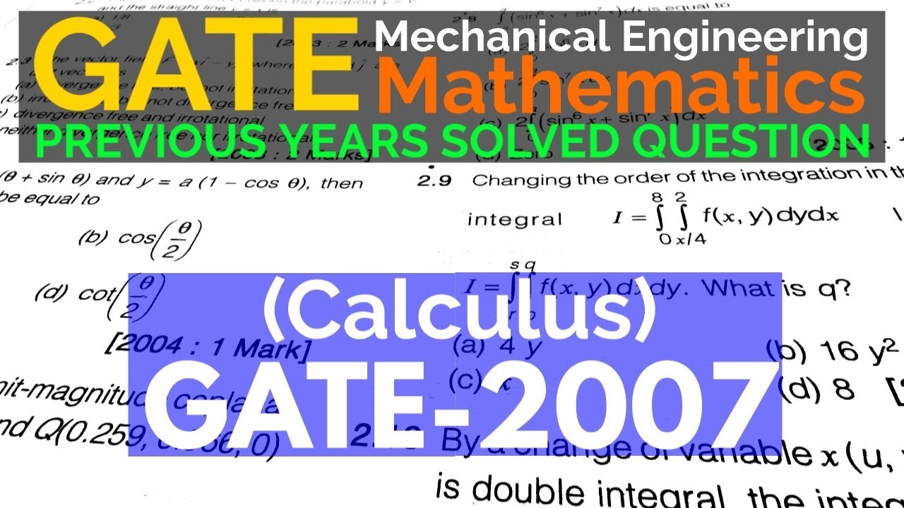 GATE Mechanical previous year solved Paper| Calculus-Mathematics| GATE ...