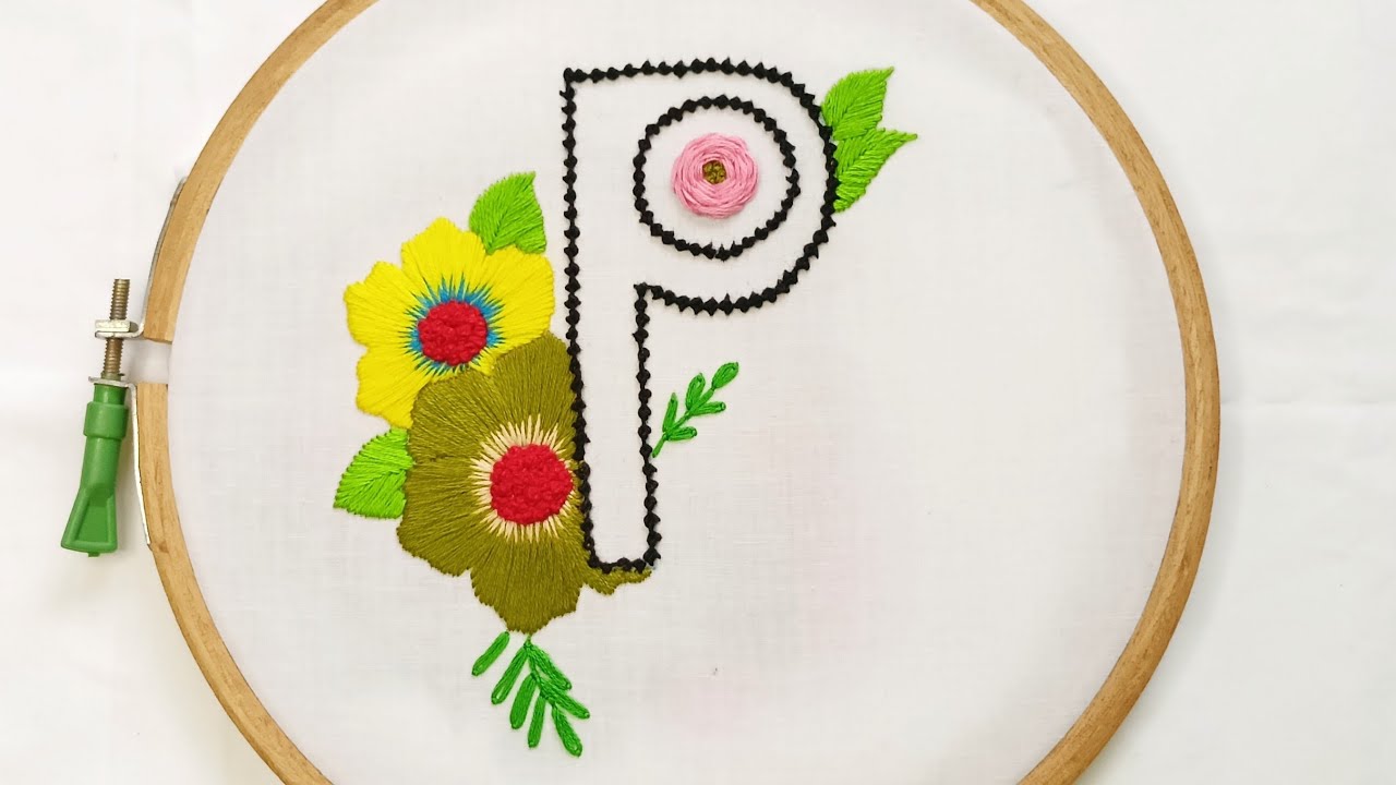 🌸Amazing P Floral letter Bead Stitch/ Moti Tanka stitch Woven Rose🧵 ...