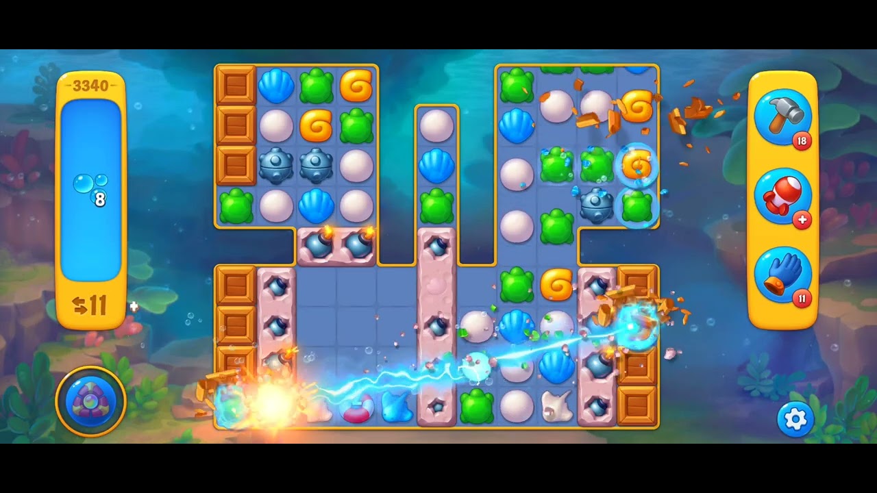 Fishdom Easy Level 3340 (with full seashell [Super Lightning] & timed ...