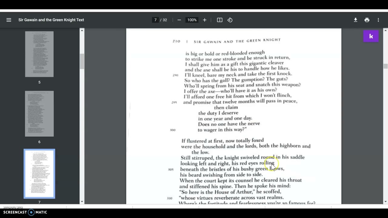 Sir Gawain and the Green Knight Text Notes Screencast Part 1 - YouTube