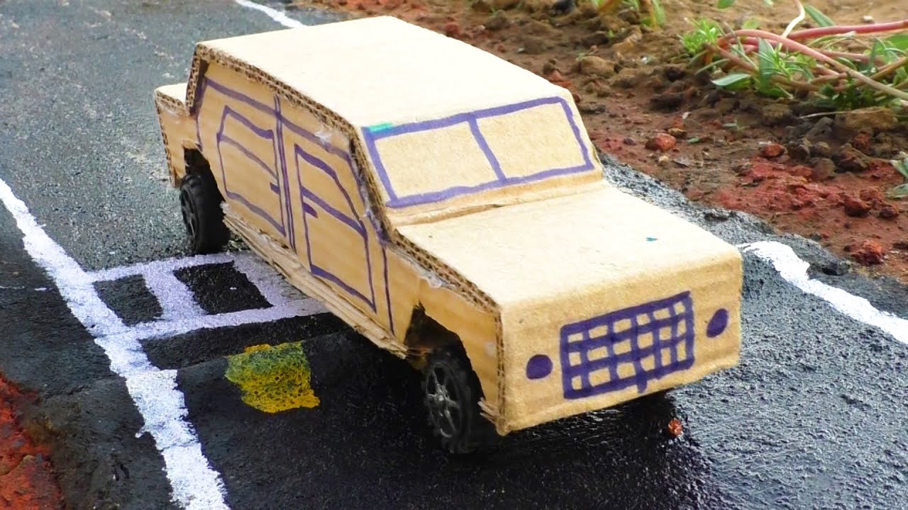 How to Make "Cardboard MINI CAR" drive on Speed Breaker Project in 10 ...
