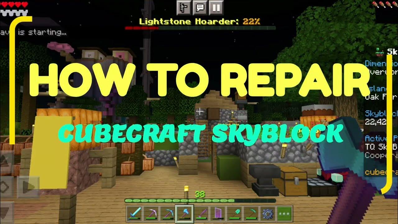 CUBECRAFT SKYBLOCK HOW TO REPAIR TOOLS AND ARMOR Minecraft - YouTube