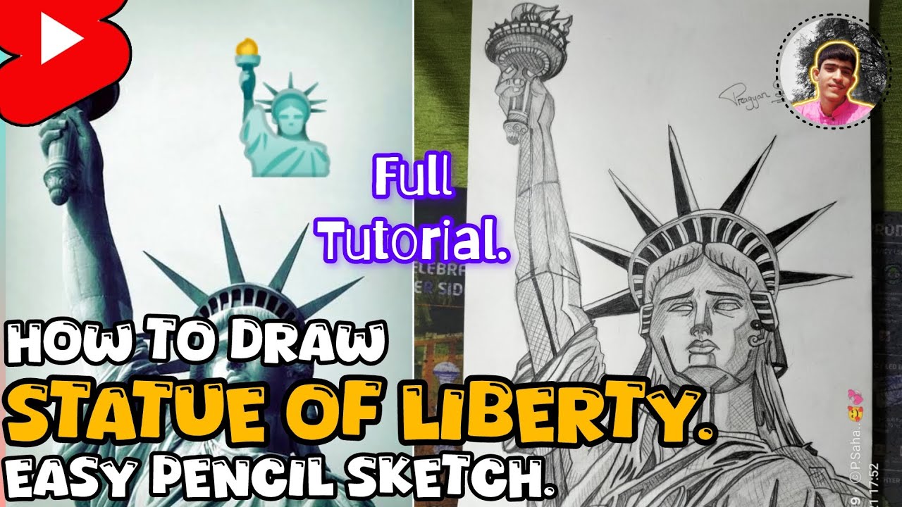 How To Draw Statue Of Liberty || Easy Pencil Sketch || Full Tutorial ...