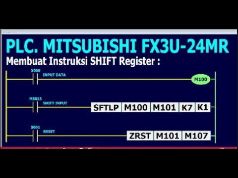 Belajar PLC. Mitsubishi, Membuat Instruksi Shift Register Di FX3U Type. - YouTube