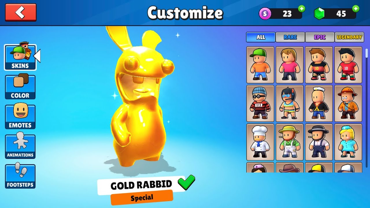 Stumble guys | Rabbids X Stumble guys | Gold rabbid - YouTube