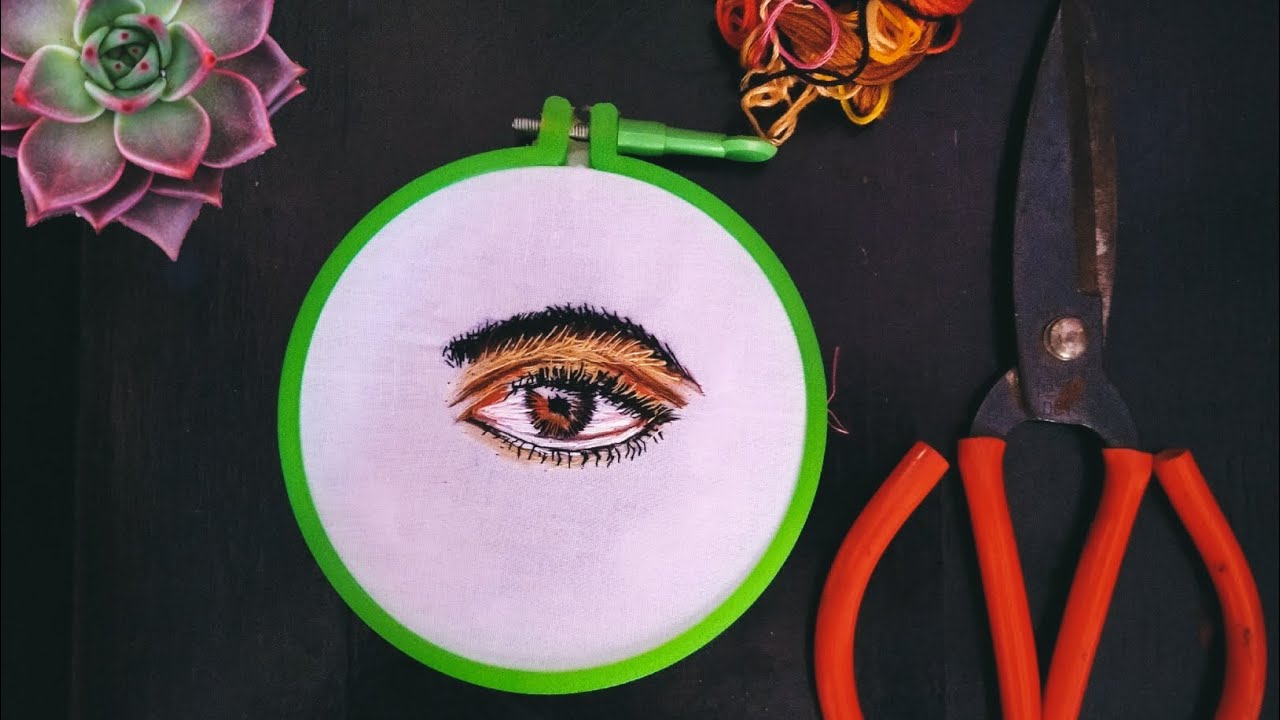 realistic embroidery (eye) tutorial - YouTube