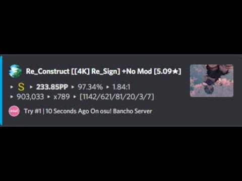 Zekk - Re_Construct [[4K] Re_Sign] 5.09* 97.34% | osu!mania - YouTube