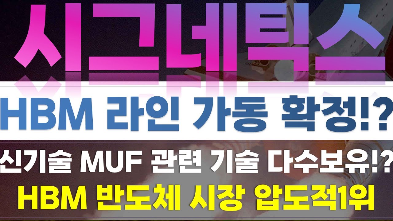 [시그네틱스 주가전망] HBM 라인 가동 확정?! 신기술 MUF 관련 기술 다수보유?! HBM 반도체 시장 압도적 1위 ...
