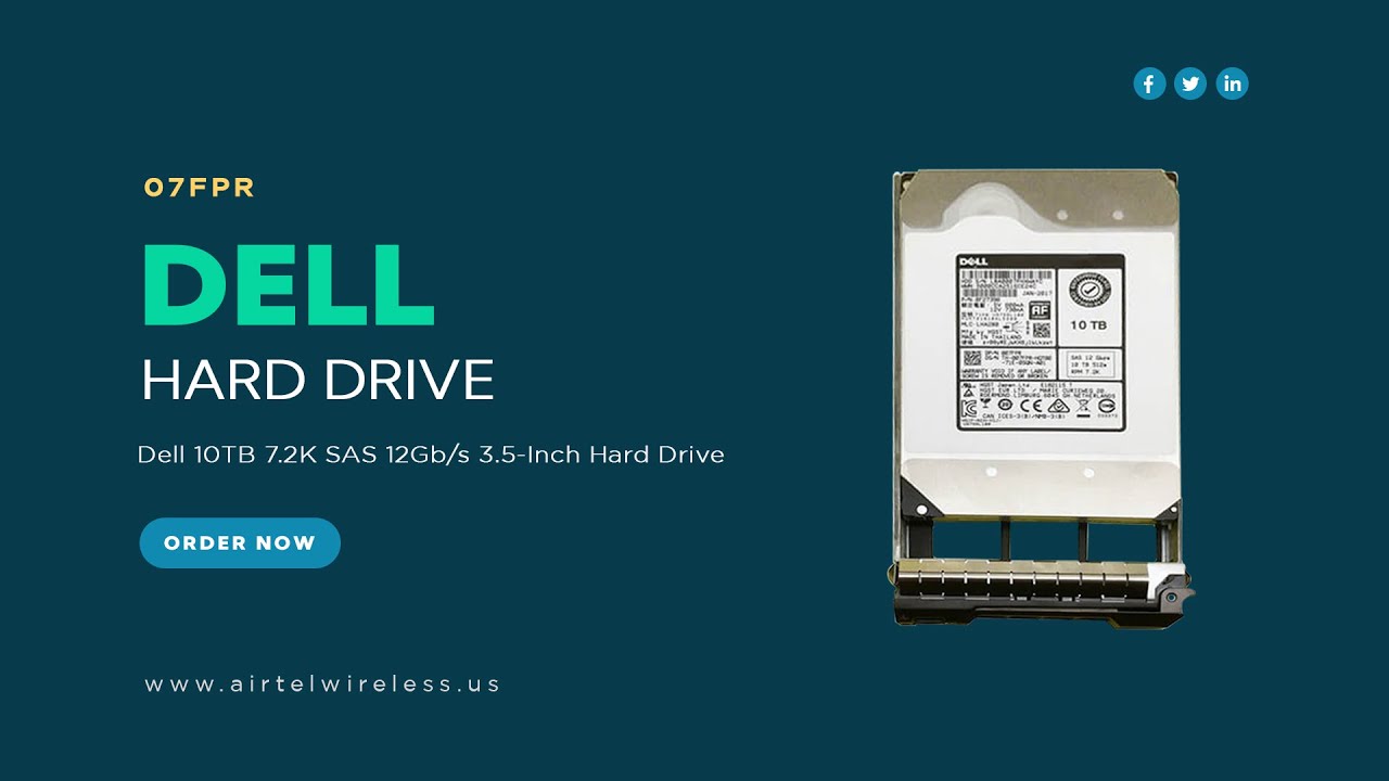 07FPR Dell 10TB 7.2K SAS 12Gb/s 3.5-Inch Hard Drive | Airtel Wireless ...