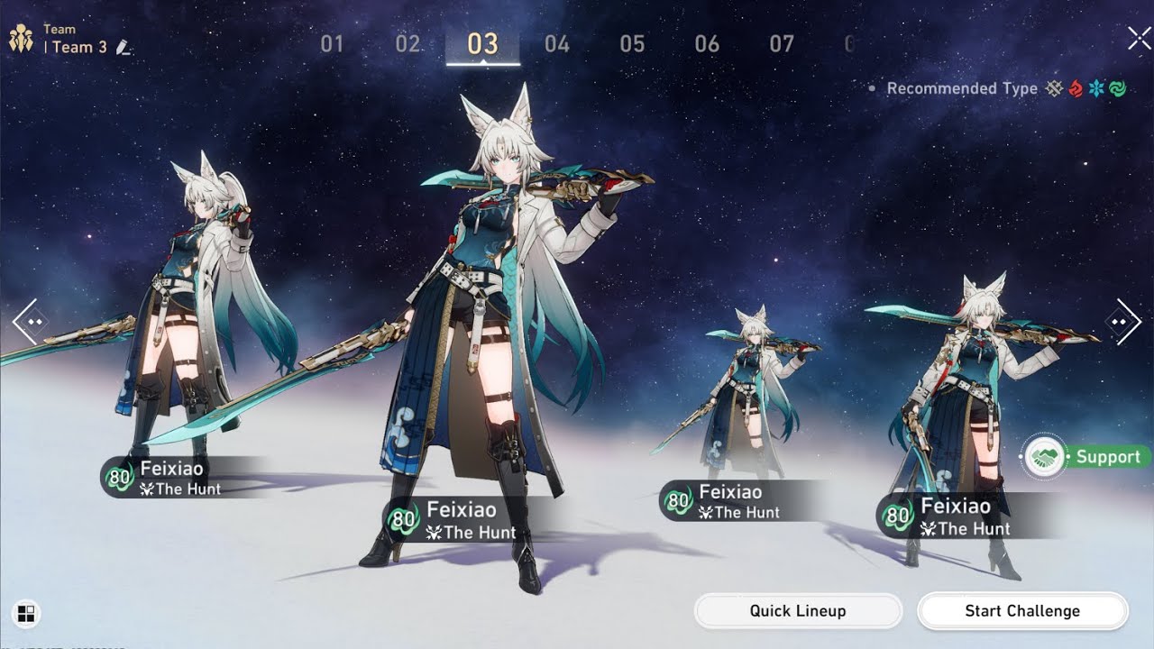 4 Feixiao Duplicate Team Showcase Deleting All Weekly Boss | Honkai ...