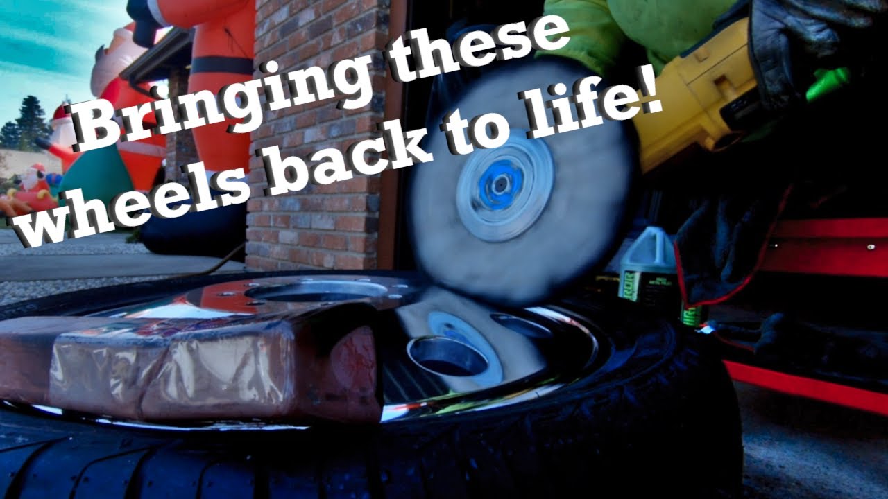 Polishing filthy wheels on my driveway! - YouTube