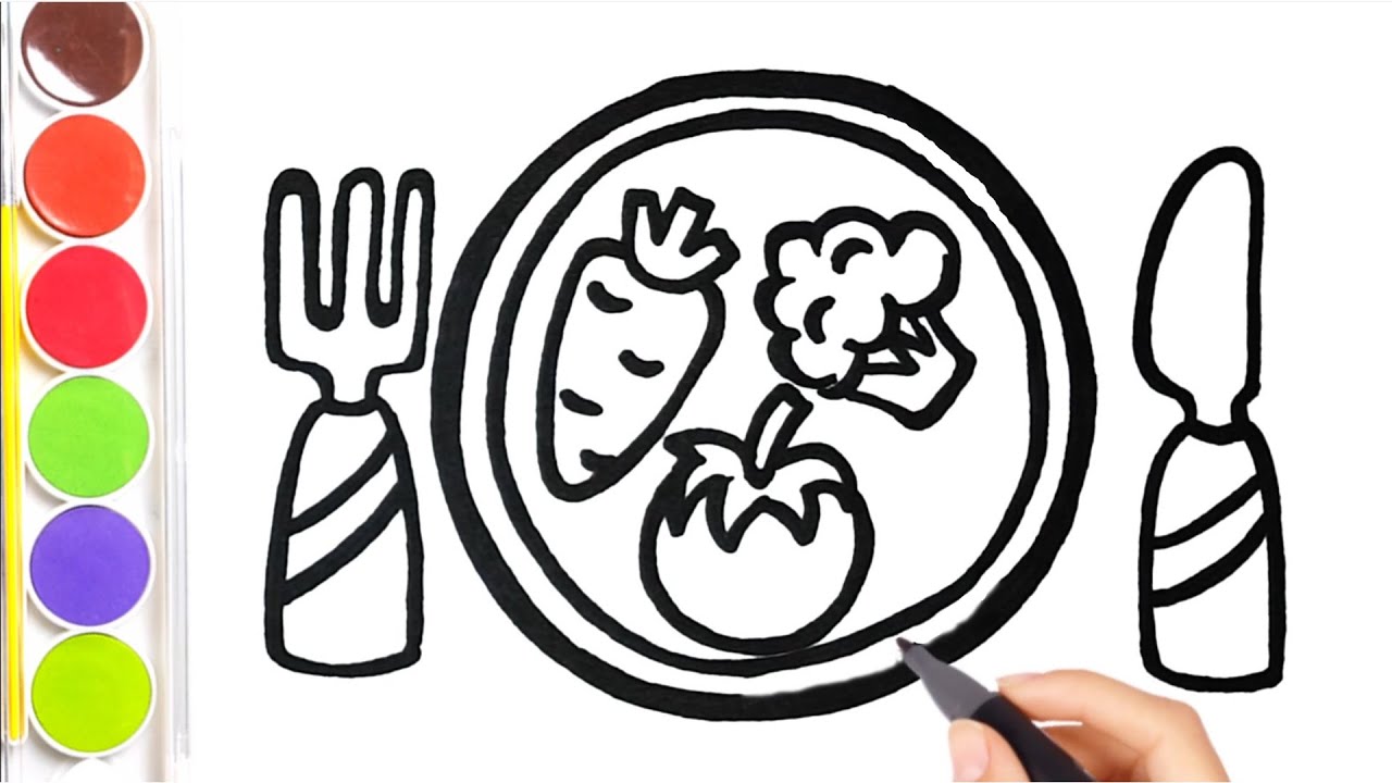 Vegetable Plate 🍅🥕🍽 Drawing, Painting, Coloring for Kids and Toddlers ...