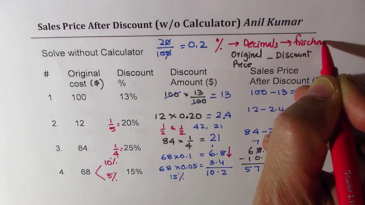Percentage Discount Easy TIPS Without Calculator YouTube