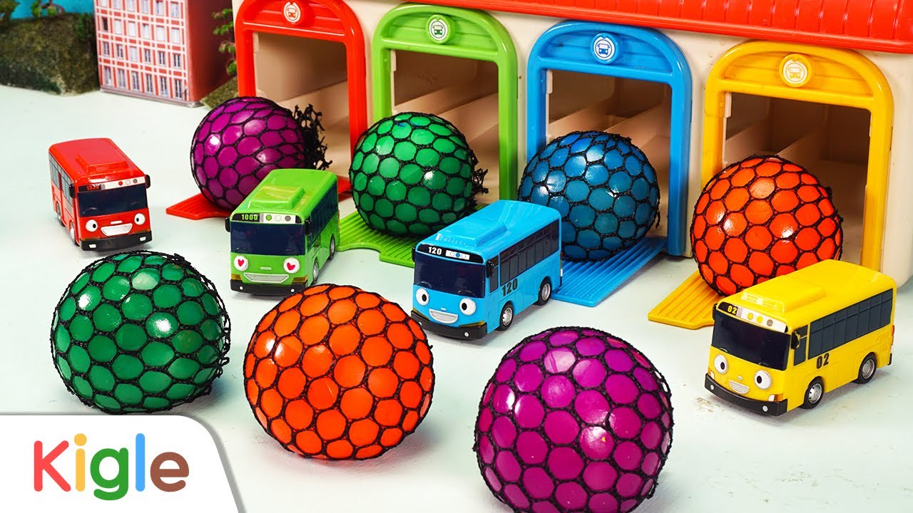 Tayo Bus Kecil | Pelangi Mesh Squish Ball Truk Jungkit | Blok dan Alat ...