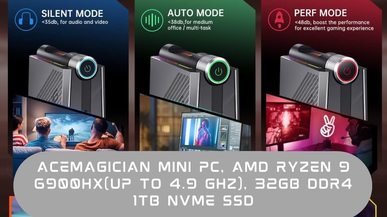 ACEMAGICIAN Mini PC, AMD Ryzen 9 6900HX(up to 4.9 GHz), 32GB DDR4 1TB ...