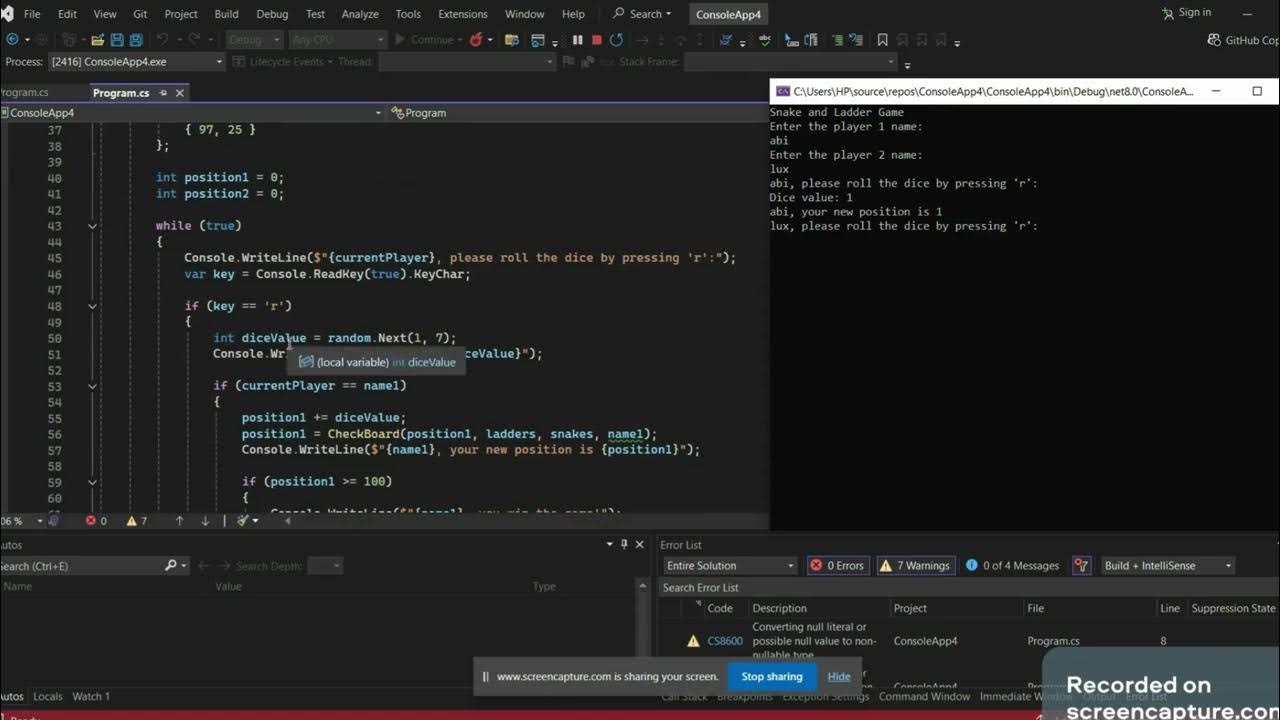 Snake and Ladder game using C# - YouTube