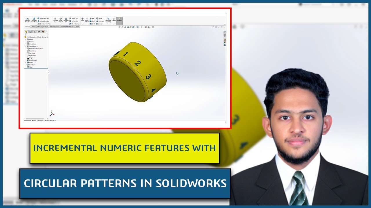 Incremental Numeric Features with Circular Patterns in SOLIDWORKS - YouTube