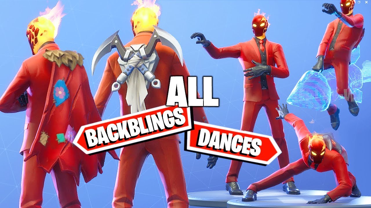 INFERNO PACK Fortnite new Skin ALL DANCES/EMOTES & BACKBLINGS Combos ...