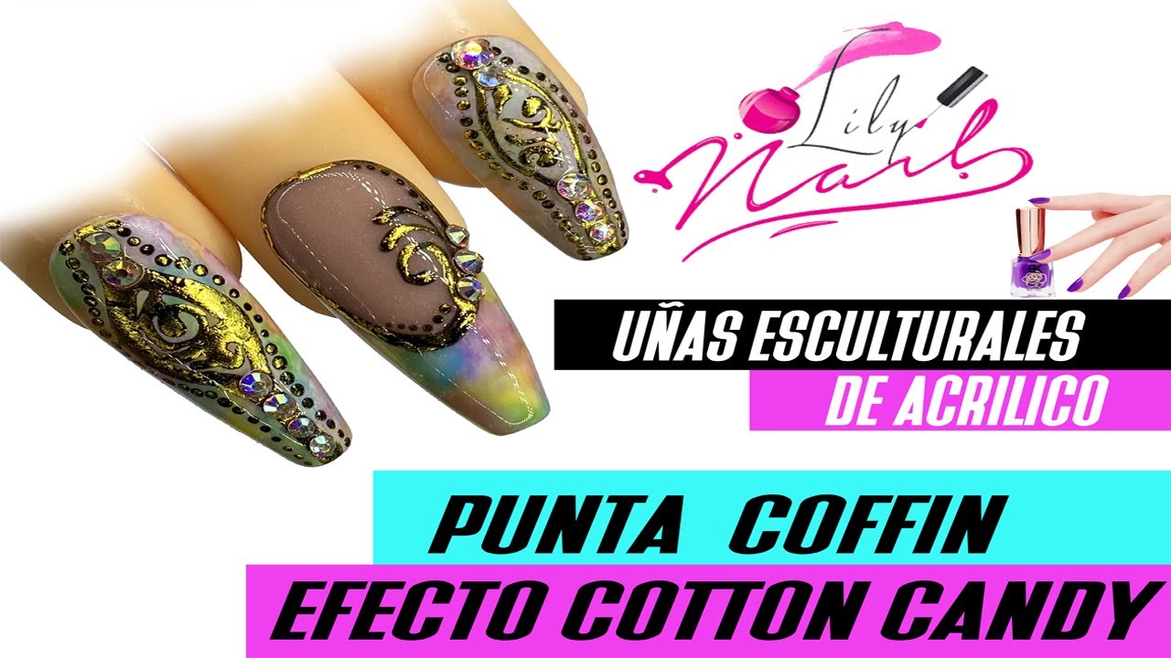 Uñas Punta Coffin | Esculturales | Efecto Cotton Candy | PRINCIPIANTES ...