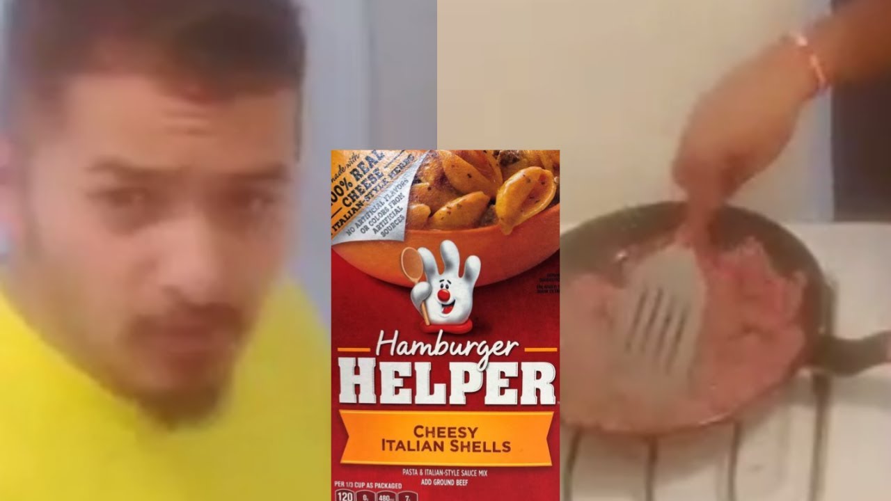 Tutorial of how to make hamburger helper with cheesy Italian shells ...