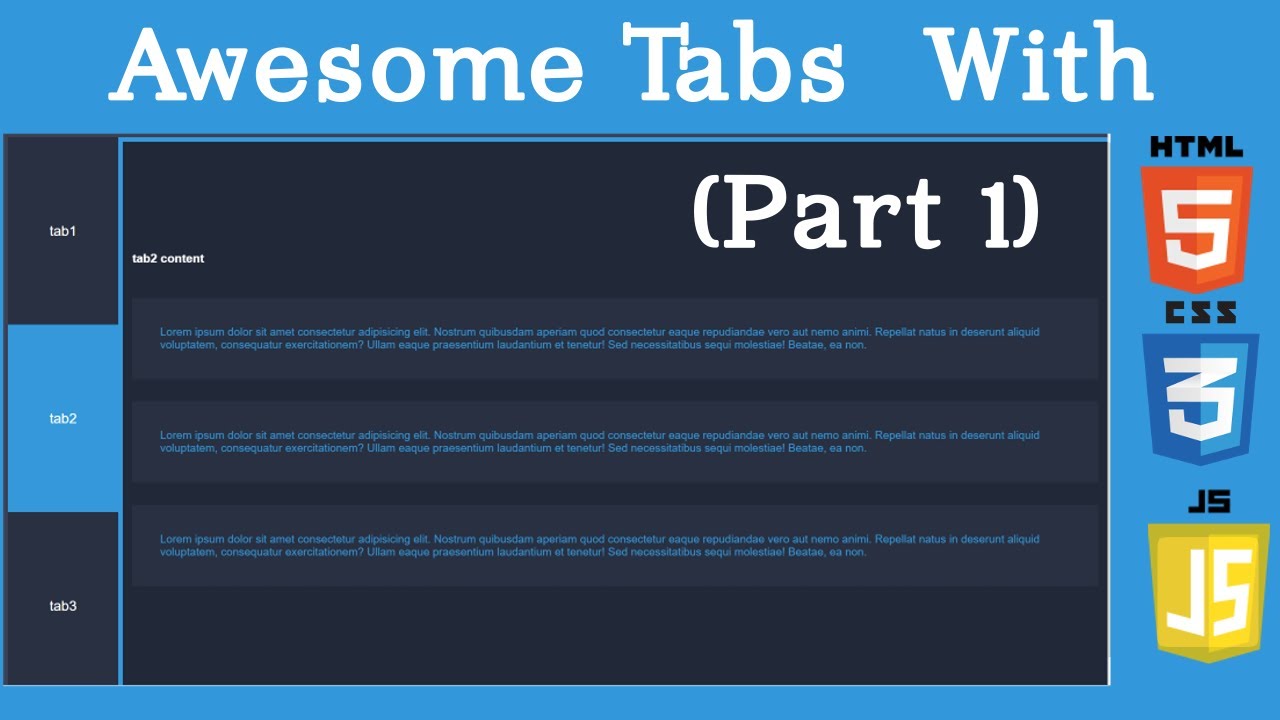 Awesome Tabs with html,css and javascript (part 1) - YouTube