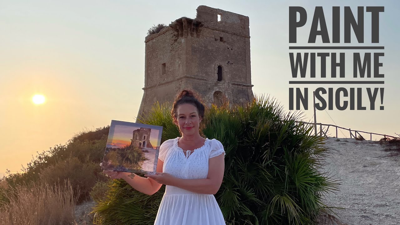 PAINT WITH ME IN SICILY🇮🇹 Acrylic Painting Tutorial of A Medieval Tower ...