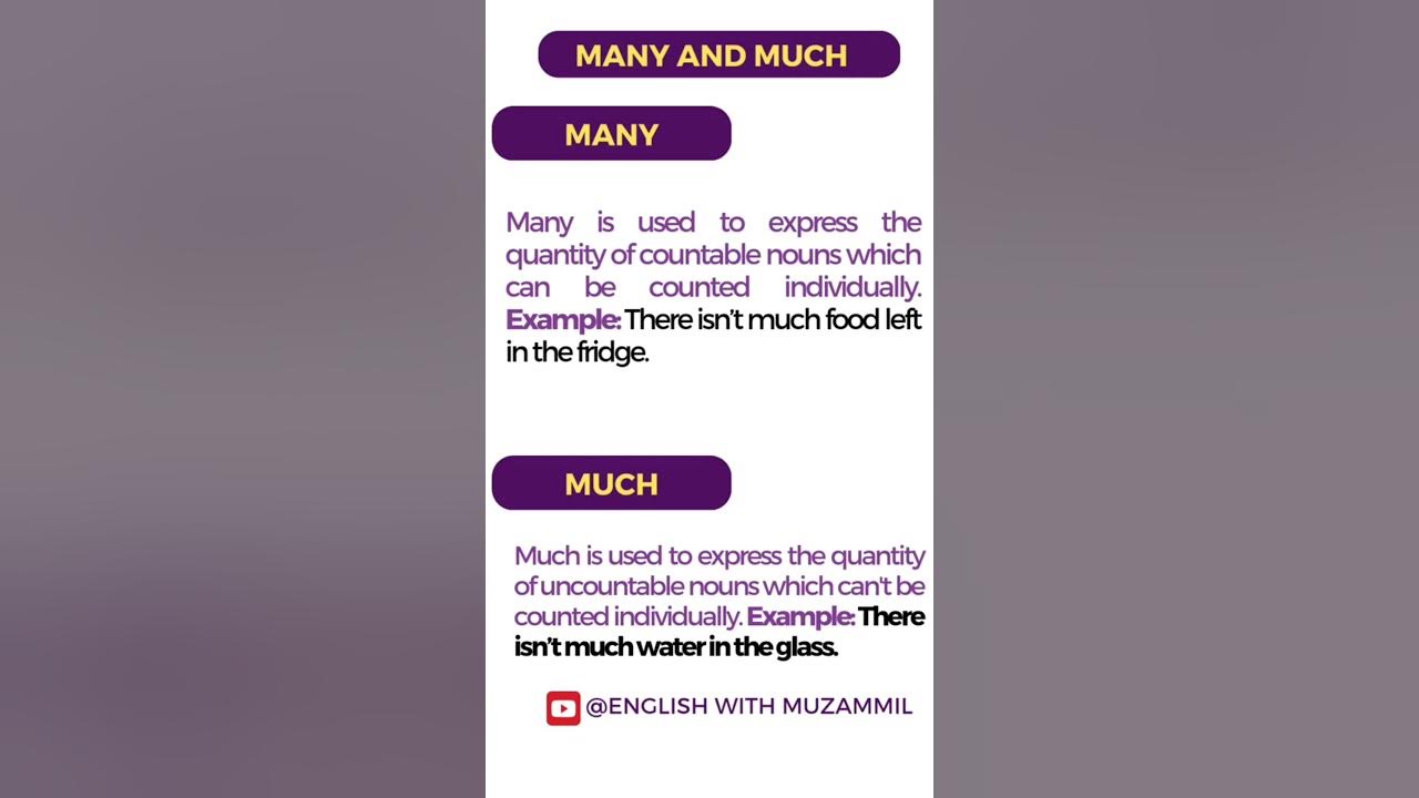many vs much in English grammar l English with Muzammil l learn english ...