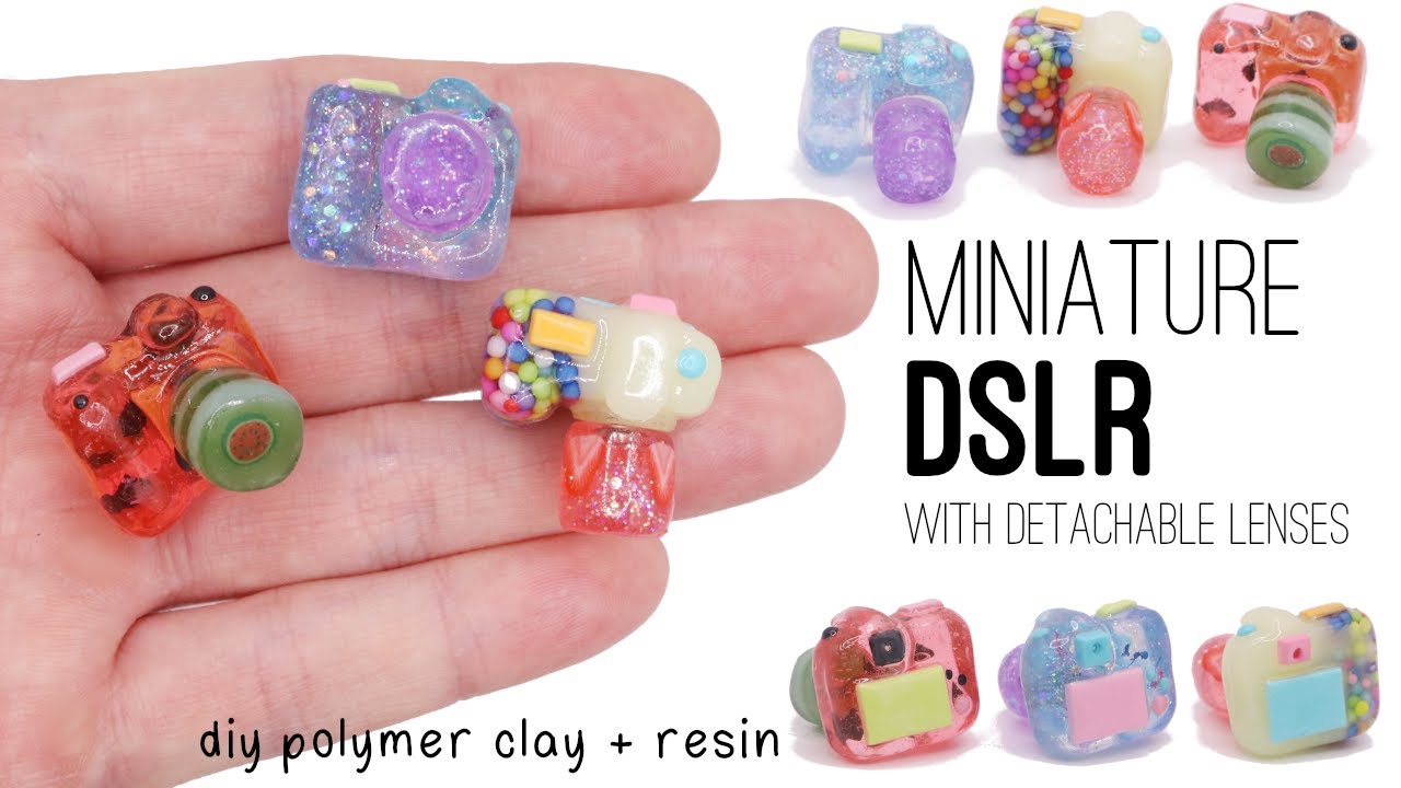 How to DIY miniature DSLR Camera with detachable lens Polymer Clay ...
