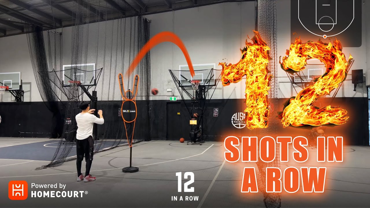 Basketball Automatic 3-pointers 12 in a row with HomeCourt App 🏀 🔥 - YouTube