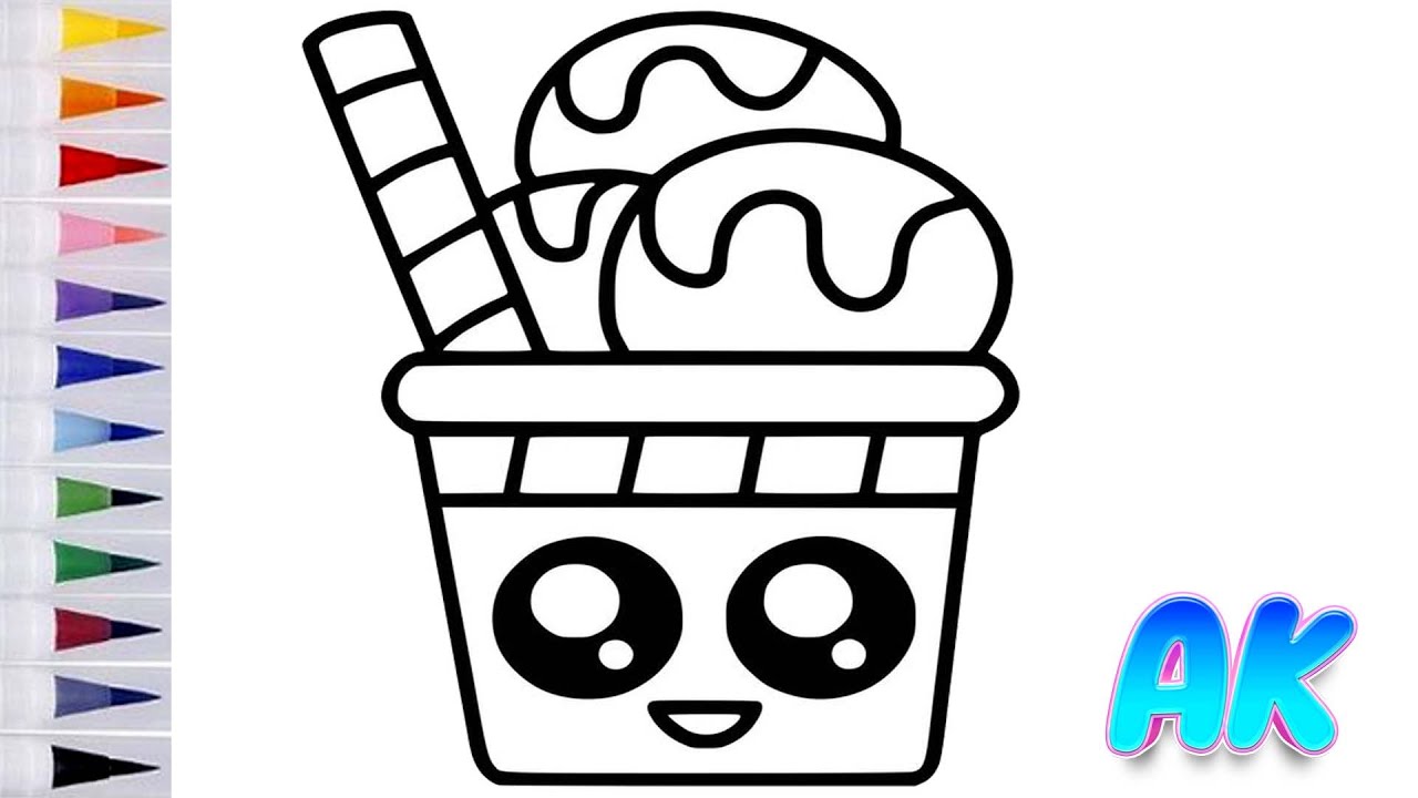 How To Colour A Cute Ice Cream Easy Colouring Learning Colour