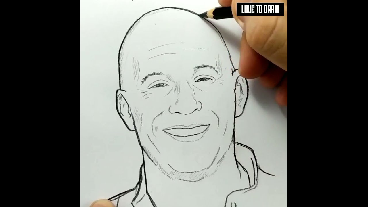 VERY EASY , how to draw vin diesel / learn drawing tutorial - YouTube