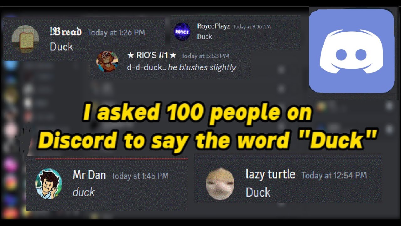 I asked 100 people on DISCORD to say "duck" - YouTube