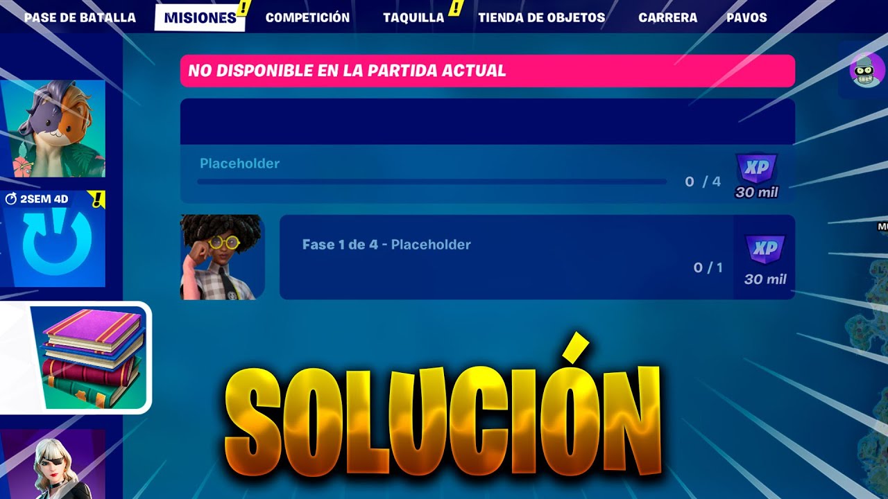 SOLUCION MISION PLACEHOLDER AVENTURAS CORTAS FORTNITE - COMO COMPLETAR ...