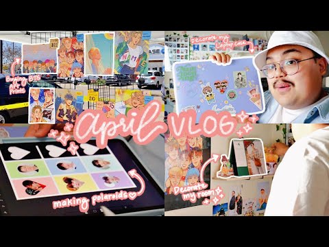 april vlog ✰ making kpop polaroids, fixing my wall decor, shopping at daiso