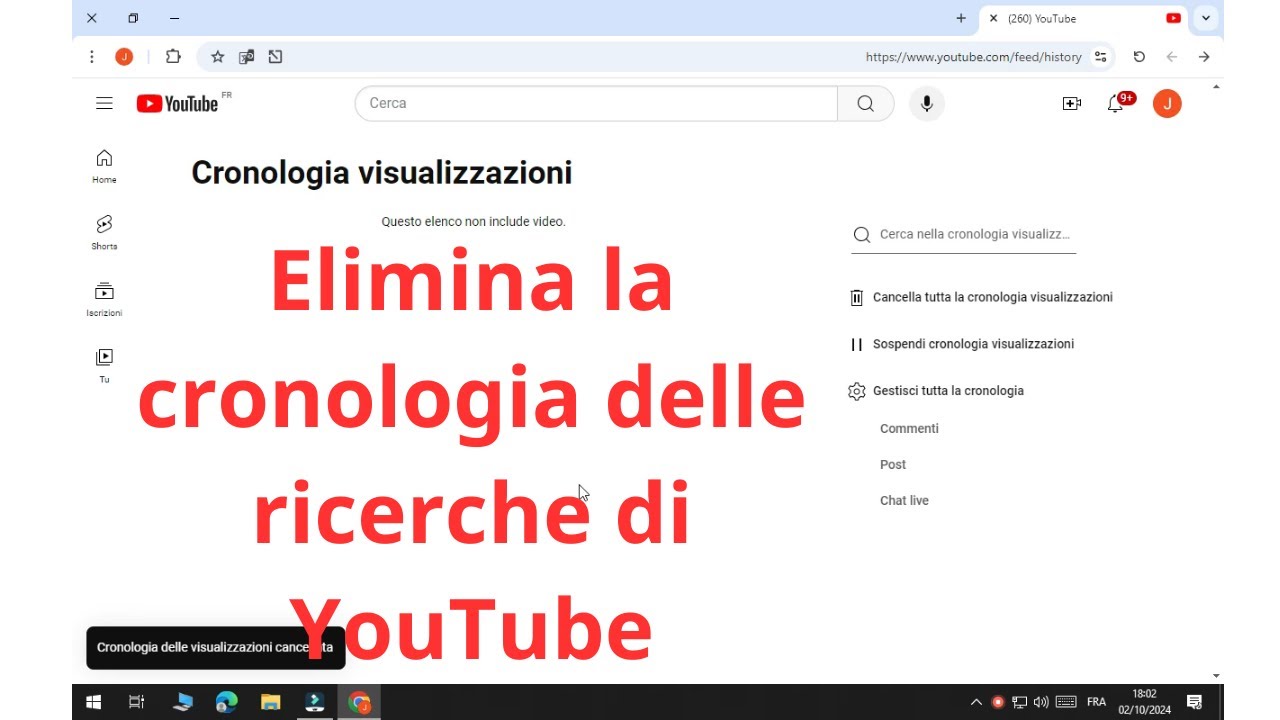 Come eliminare la cronologia delle ricerche su YouTube - YouTube