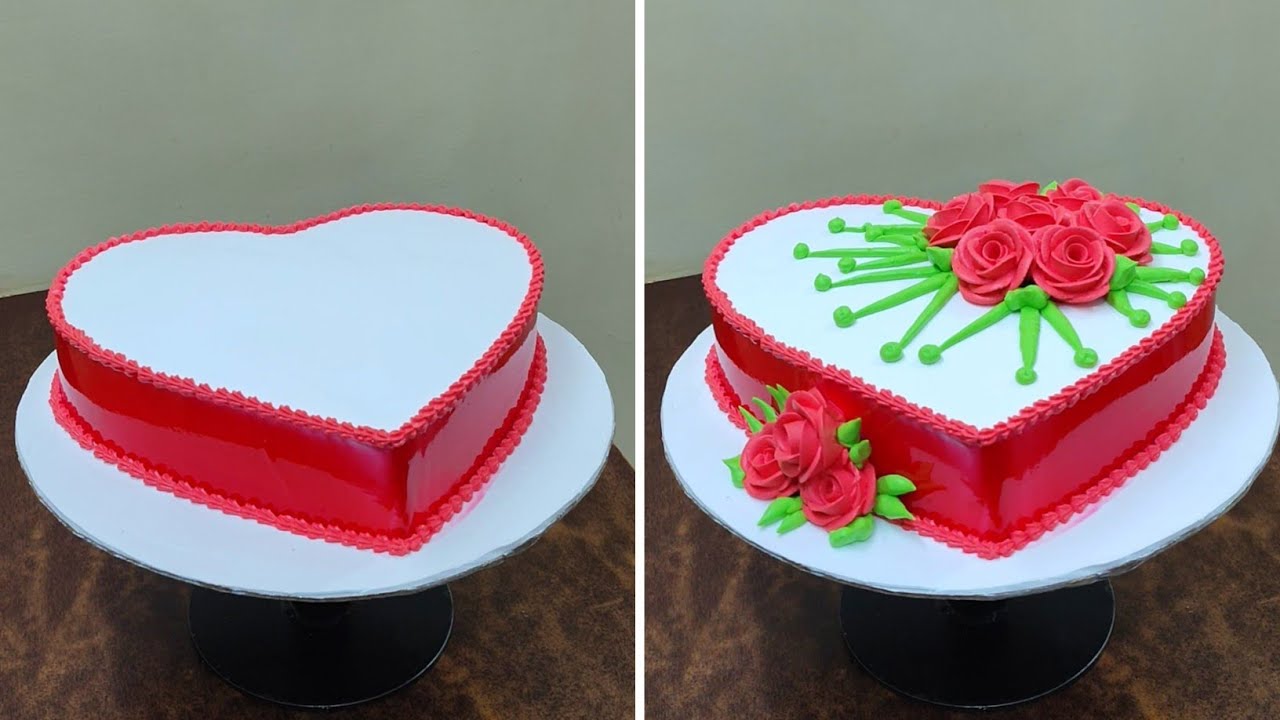 How To Make 3kg Heart shape Anniversary cake design | Red Jelly Cake ...