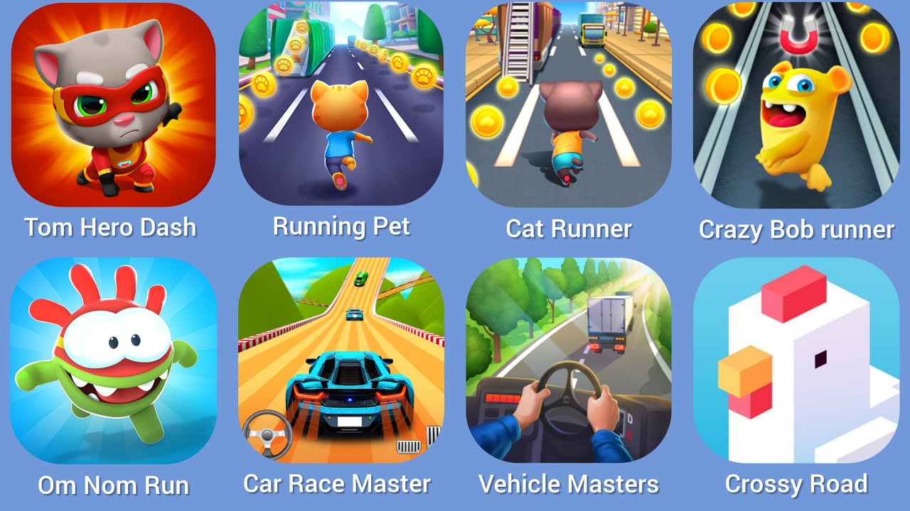 Tom Hero Dash, Running Pet, Cat Runner, Crazy Bob Runner, Om Nom Run ...