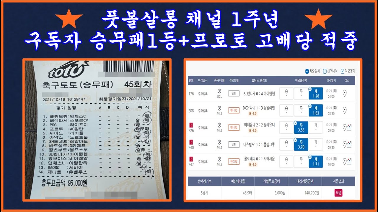 풋볼살롱 채널 1주년 기념승무패 45회차 멤버십 회원 1등 배출프로토 공유픽 83회차 고배당 적중 겹경사축구 토토 승무패 46회차 프로토 분석 넘버원 풋볼살롱