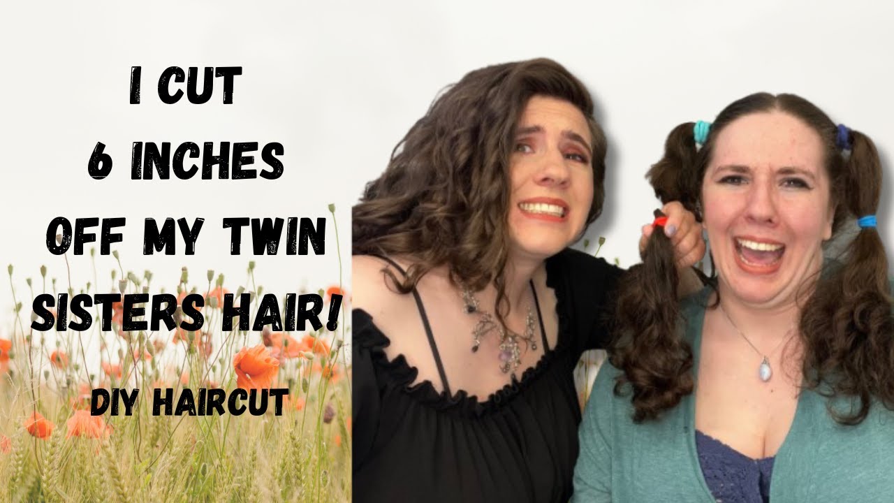 I Cut 6 Inches Off My Twin Sisters Hair! DIY Pigtail Haircut - YouTube