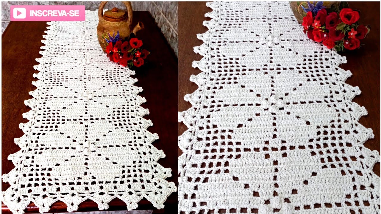 CAMINHO DE MESA BRUNA FEITO NO CROCHÊ FILÉ FÁCIL E MUITO ECONÔMICO ...