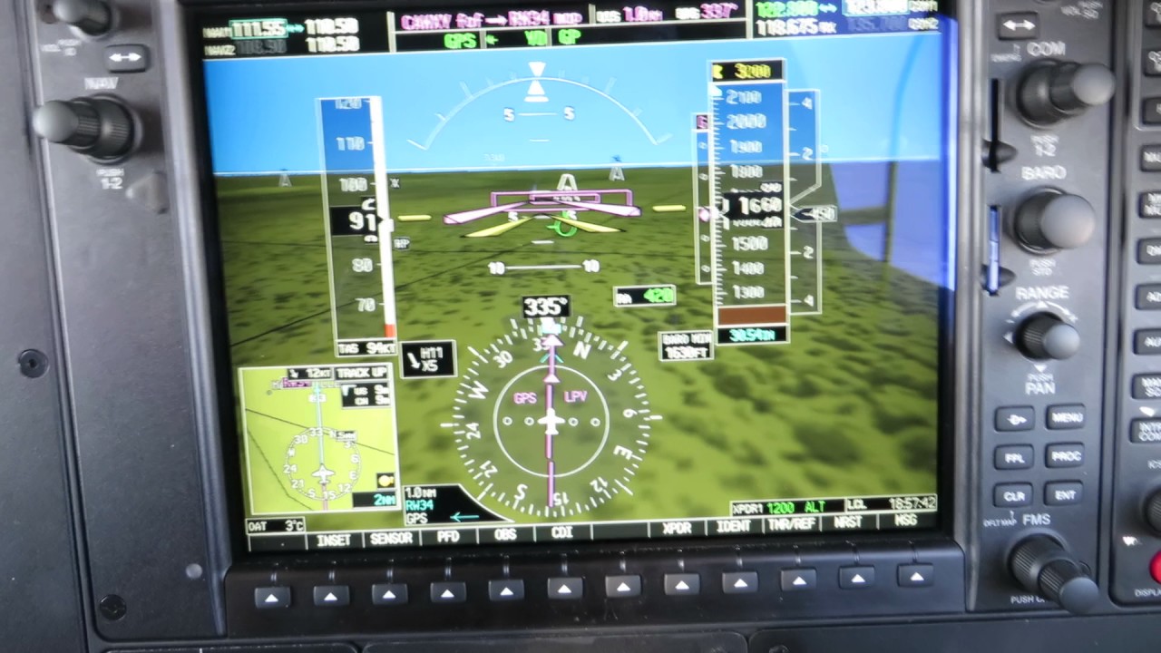 garmin g1000 doing RNAV runway 34 at KFNB, using synthetic vision - YouTube