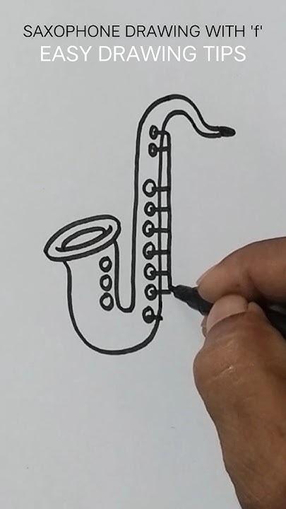 How to draw a Saxophone easy step by step / Saxophone drawing easy with ...